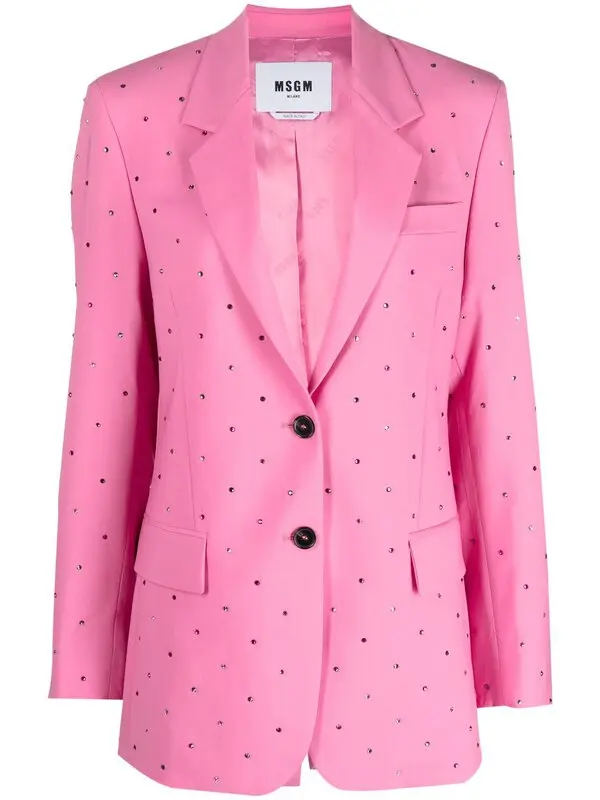 MSGM Crystal-embellished Single-breasted Blazer - Pink