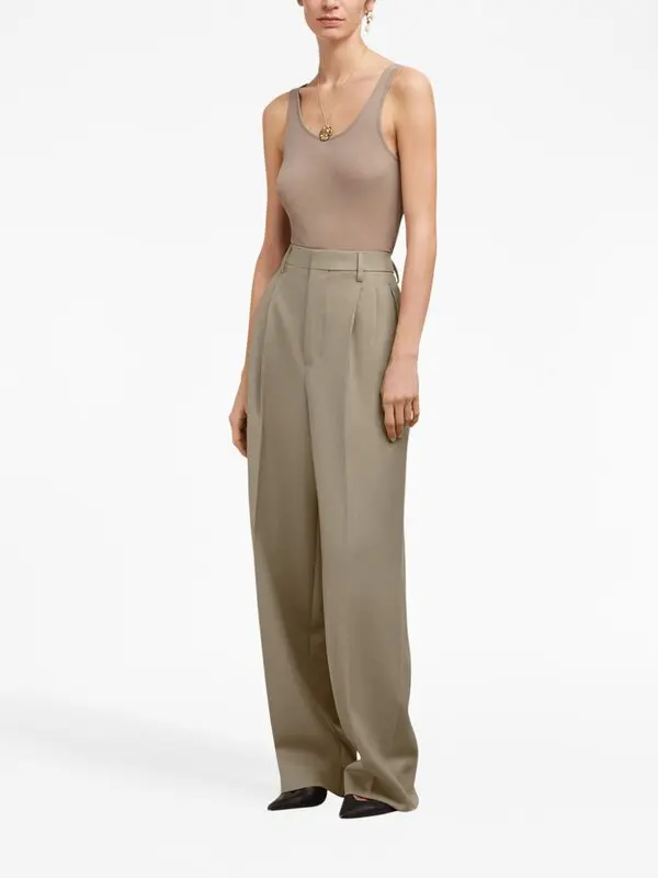 AMI Paris High-waisted Pleated Wool Trousers - Neutrals