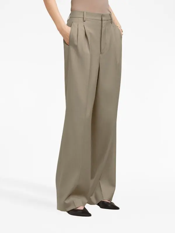 AMI Paris High-waisted Pleated Wool Trousers - Neutrals