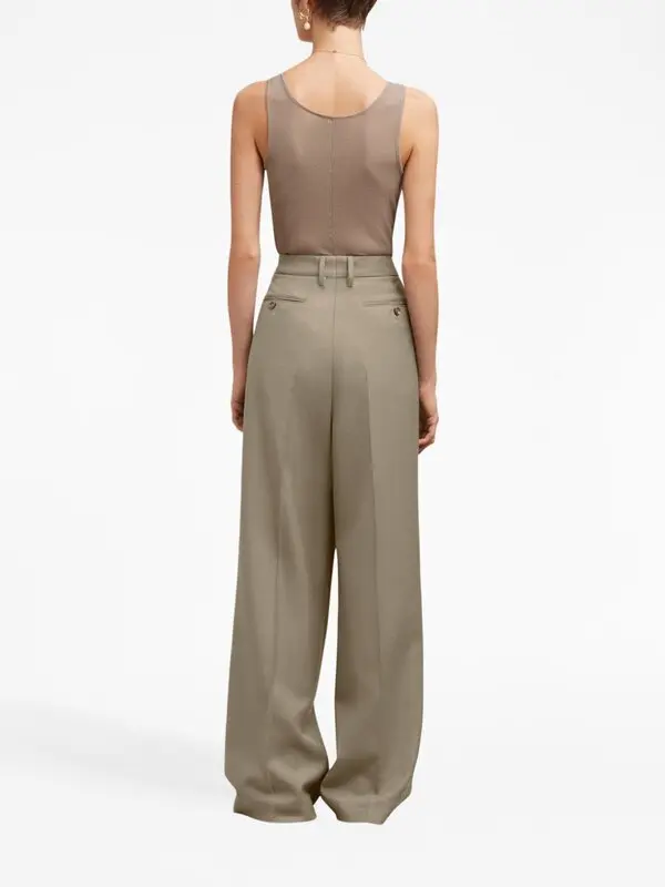 AMI Paris High-waisted Pleated Wool Trousers - Neutrals