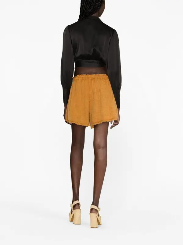 Zimmermann Cropped Silk Wrap Top - Black