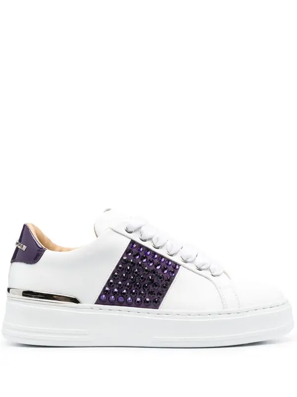 Philipp Plein Crystal-embellished Leather Low-top Sneakers