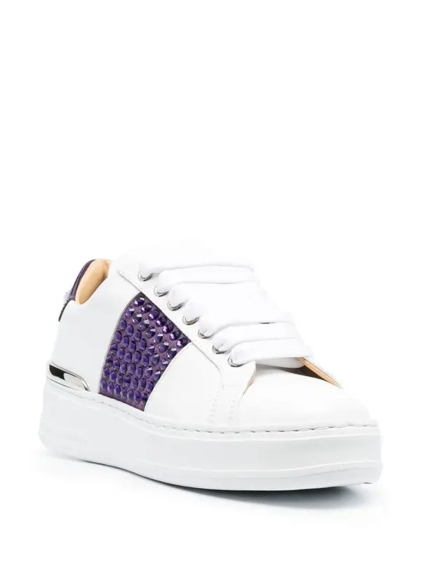 Philipp Plein Crystal-embellished Leather Low-top Sneakers