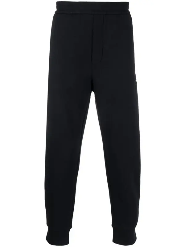 Emporio Armani Logo-embroidered Stretch-cotton Track Pants - Blue
