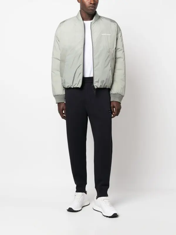 Emporio Armani Logo-embroidered Stretch-cotton Track Pants - Blue