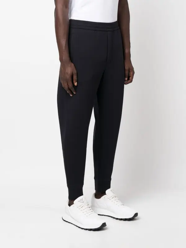 Emporio Armani Logo-embroidered Stretch-cotton Track Pants - Blue