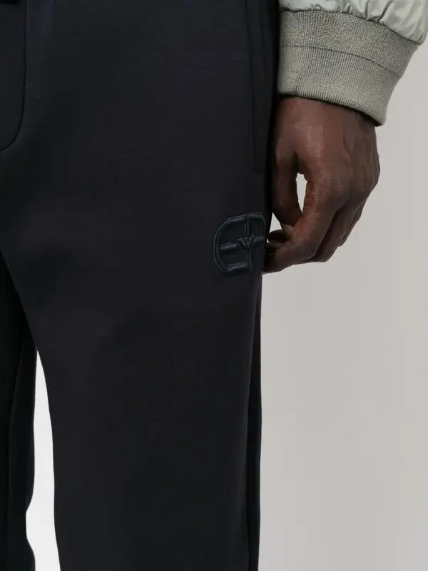Emporio Armani Logo-embroidered Stretch-cotton Track Pants - Blue