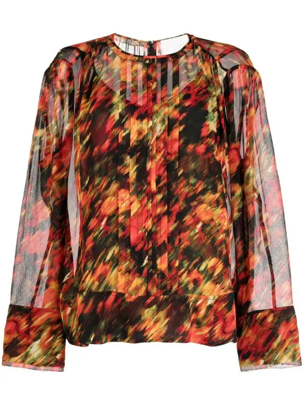 3.1 Phillip Lim Abstract-print Semi-sheer Blouse