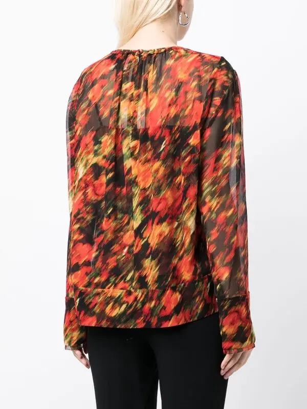 3.1 Phillip Lim Abstract-print Semi-sheer Blouse