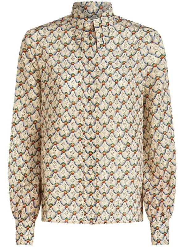 Etro Floral-print Silk Shirt - Neutrals