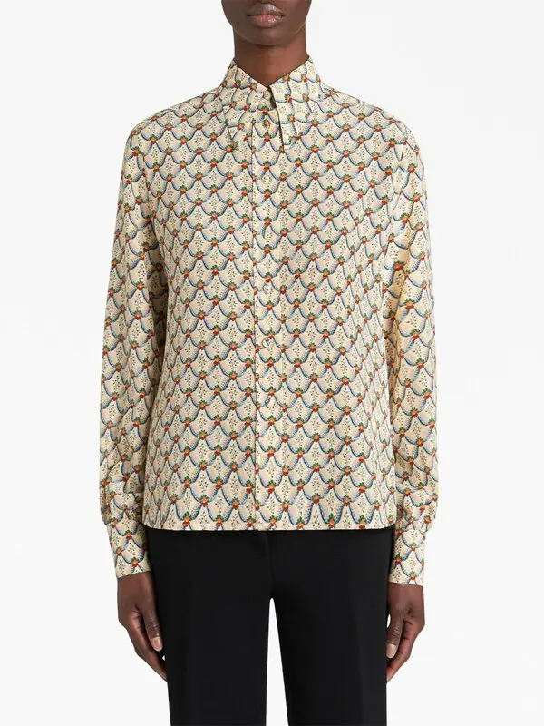 Etro Floral-print Silk Shirt - Neutrals