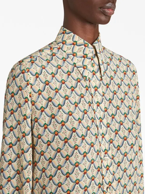 Etro Floral-print Silk Shirt - Neutrals