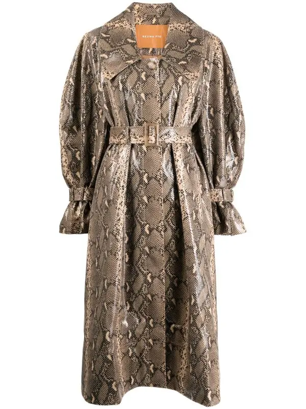 REJINA PYO Snake-print Belted Coat
