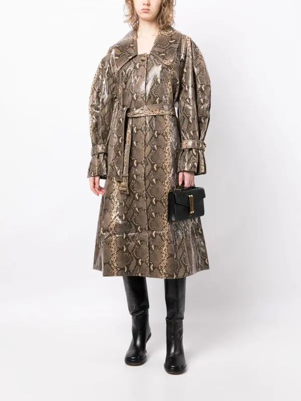 REJINA PYO Snake-print Belted Coat