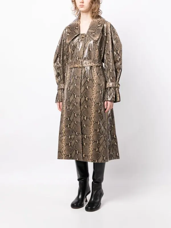 REJINA PYO Snake-print Belted Coat