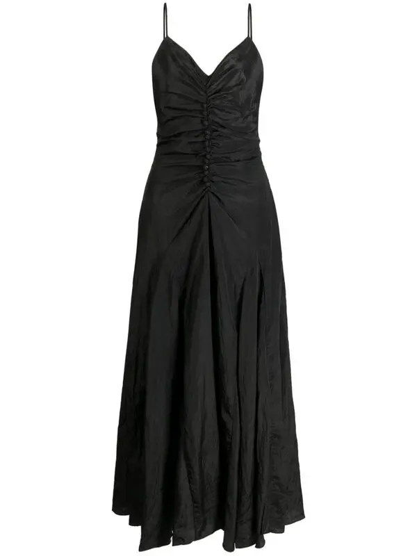 REJINA PYO Gathered Detail Sleeveless Midi Dress - Black