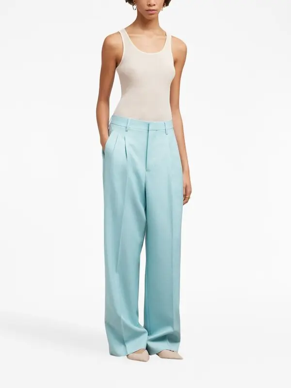 AMI Paris High-waisted Pleated Wool Trousers - Blue