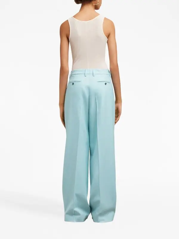 AMI Paris High-waisted Pleated Wool Trousers - Blue