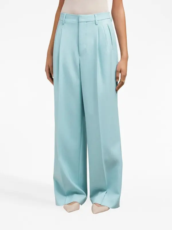 AMI Paris High-waisted Pleated Wool Trousers - Blue