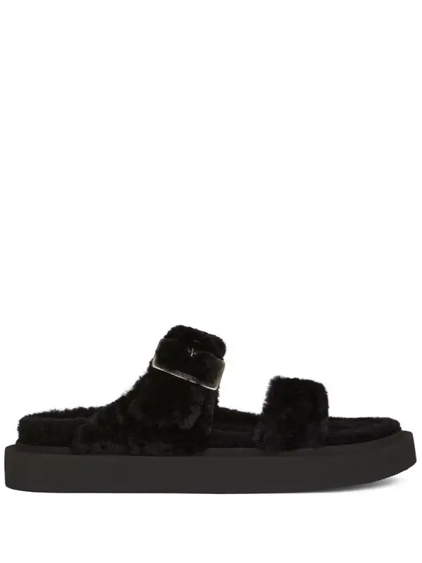 GIUSEPPE ZANOTTI Furry Sheepskin Slides