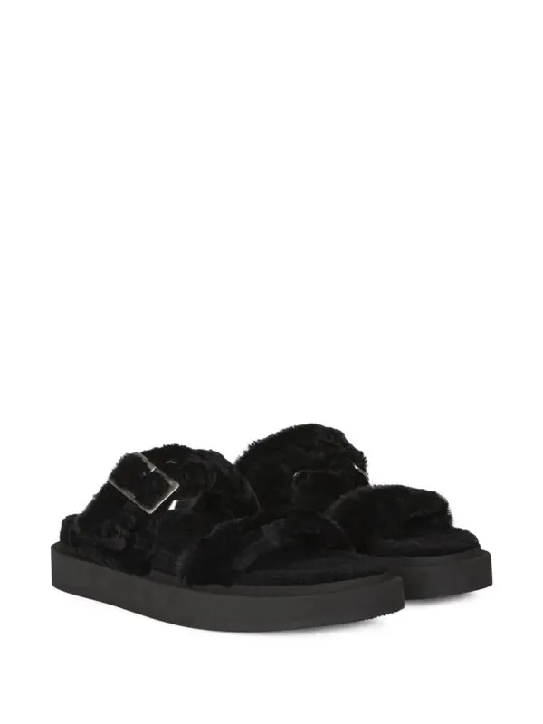 GIUSEPPE ZANOTTI Furry Sheepskin Slides