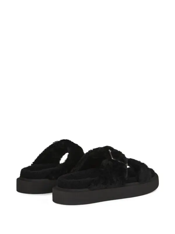 GIUSEPPE ZANOTTI Furry Sheepskin Slides