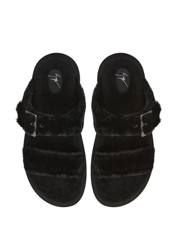 GIUSEPPE ZANOTTI Furry Sheepskin Slides