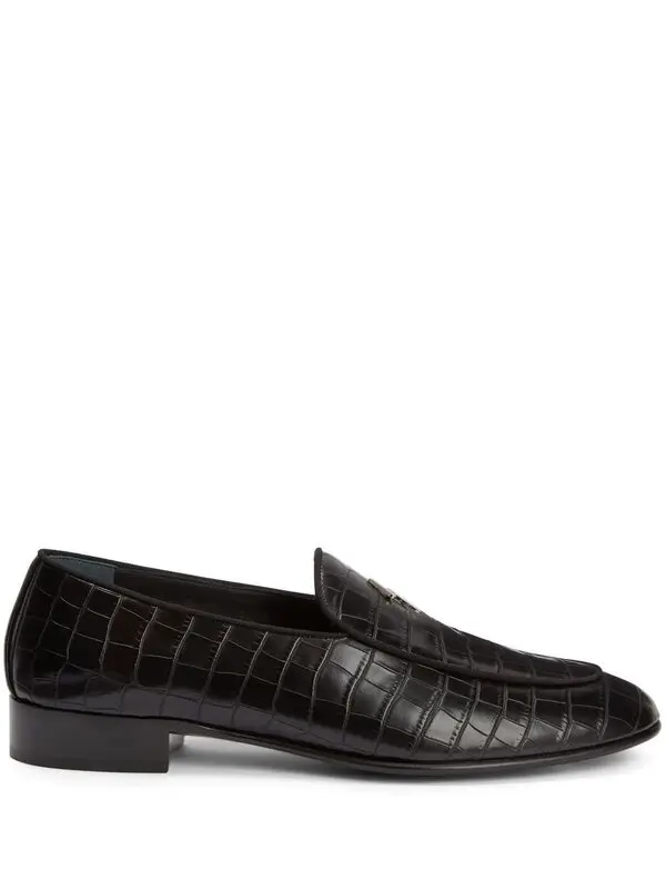 GIUSEPPE ZANOTTI Rudolph Embossed Crocodile Loafers - Black