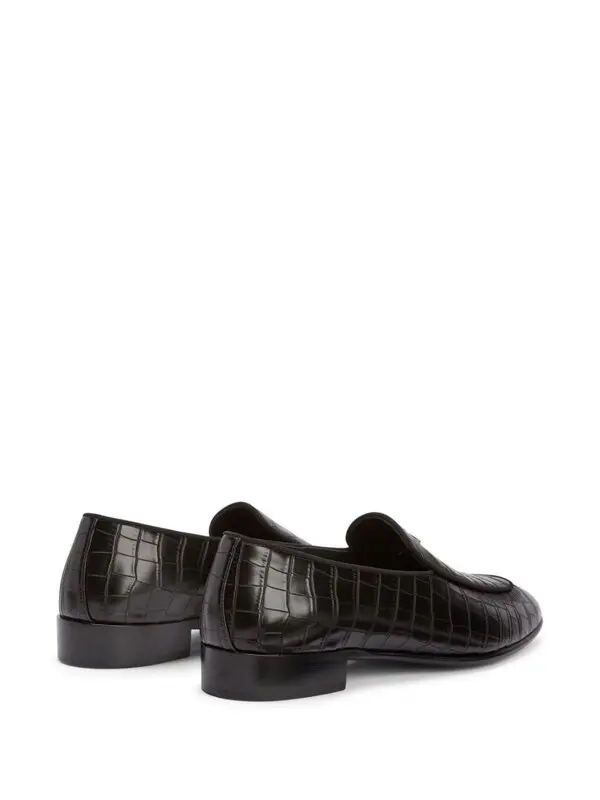 GIUSEPPE ZANOTTI Rudolph Embossed Crocodile Loafers - Black