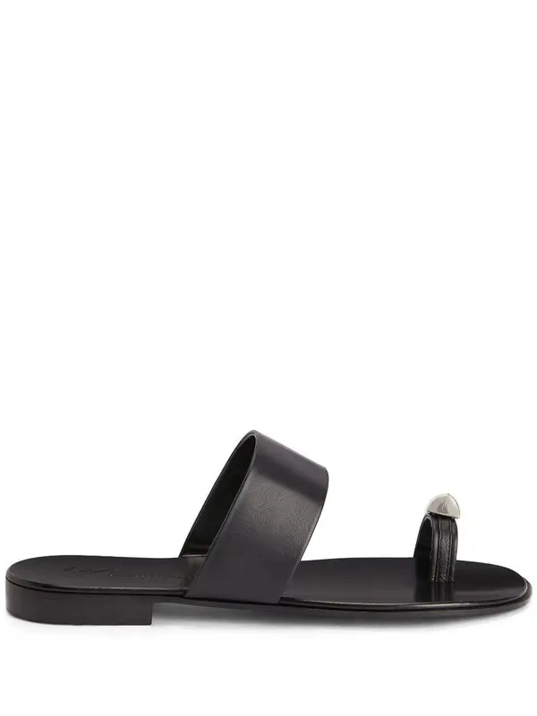 GIUSEPPE ZANOTTI Norbert Leather Toe-loop Sandals - Black