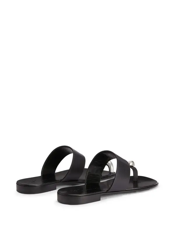 GIUSEPPE ZANOTTI Norbert Leather Toe-loop Sandals - Black