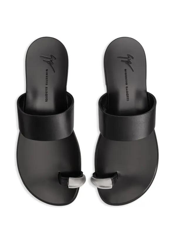 GIUSEPPE ZANOTTI Norbert Leather Toe-loop Sandals - Black