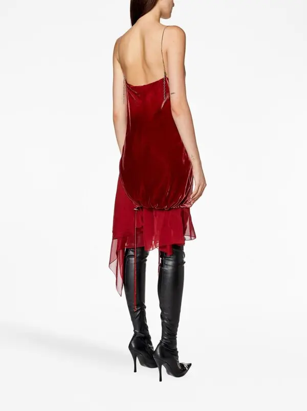 Diesel D-Ruchi Velvet Asymmetric Minidress In Red - 40% Off | Editorialist