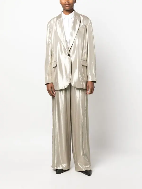 Brunello Cucinelli Wide-leg Metallic-effect Trousers