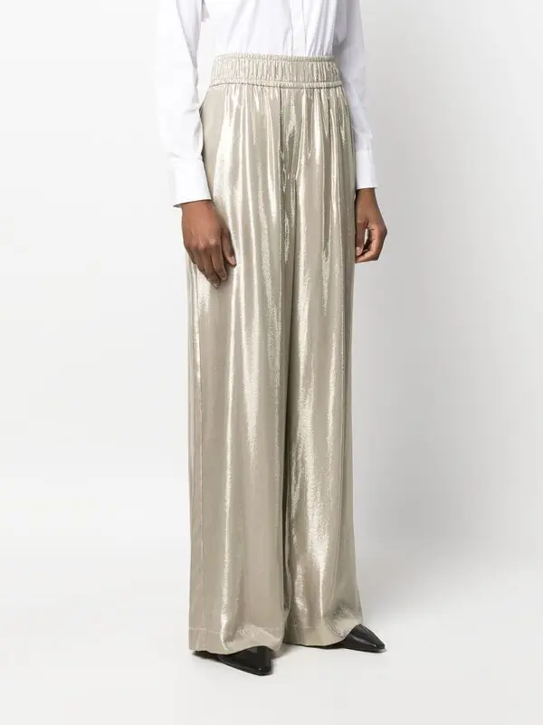 Brunello Cucinelli Wide-leg Metallic-effect Trousers