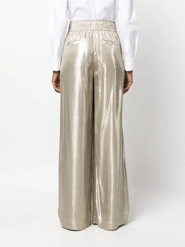 Brunello Cucinelli Wide-leg Metallic-effect Trousers