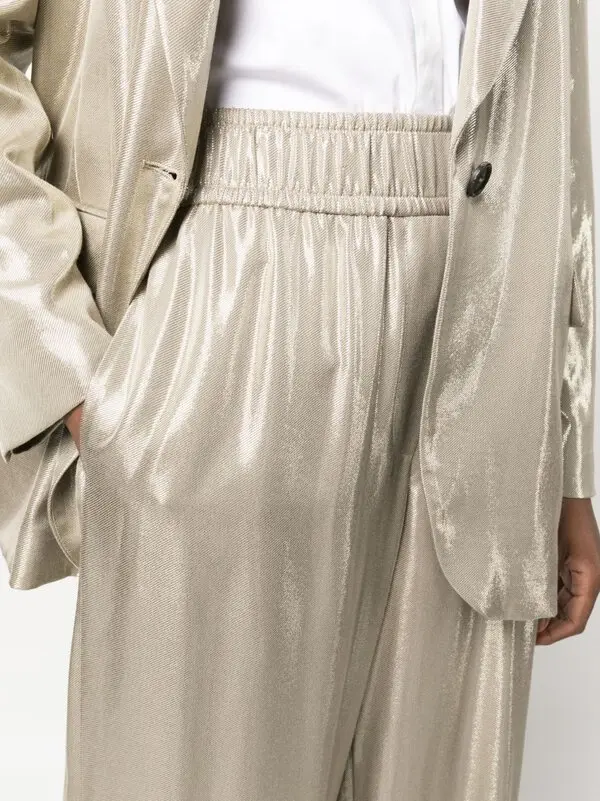 Brunello Cucinelli Wide-leg Metallic-effect Trousers