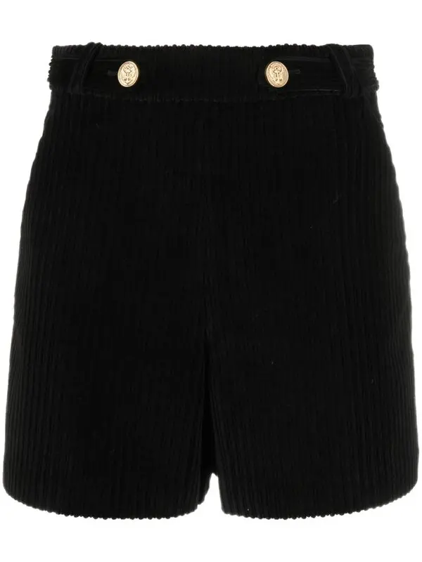Red Valentino High-waisted Corduroy Cotton Shorts - Black