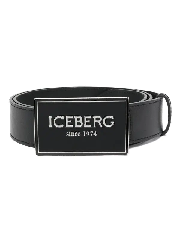 Iceberg Logo-lettering Leather Belt - Black