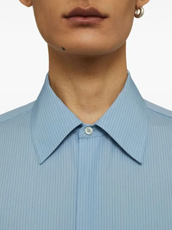 JIL SANDER Logo-embroidered Pinstripe Shirt - Blue