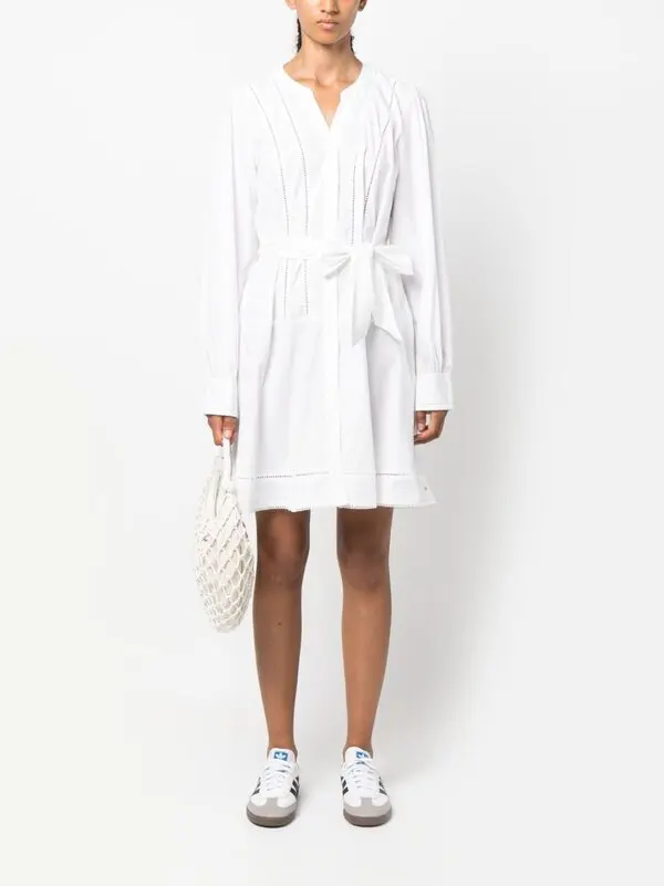 tommy hilfiger lace dress Tommy Hilfiger ladder-lace Cotton Short Dress | White