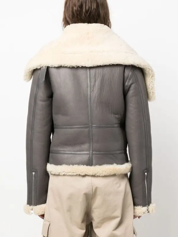 JW Anderson Leather Jacket With Fleece Collar - Grey