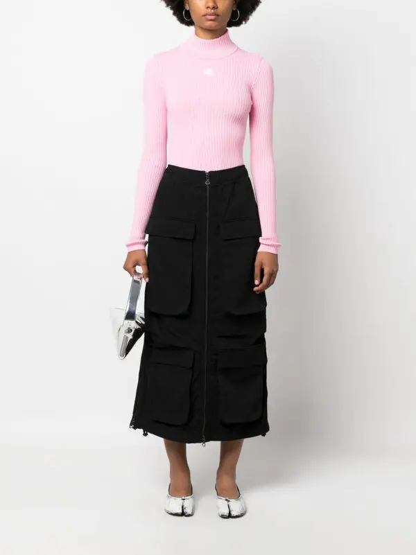 COURREGES Logo-patch Ribbed-knit Jumper - Pink