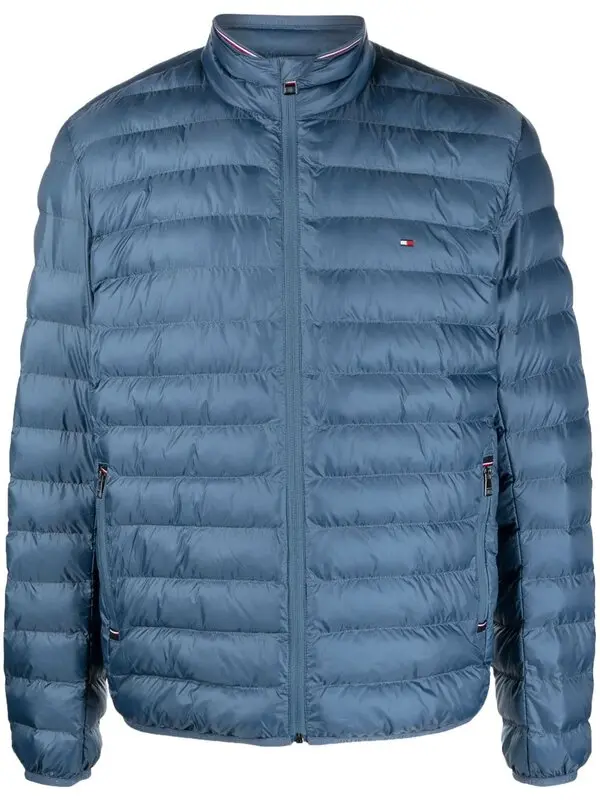 Tommy Hilfiger Logo-patch Zipped Puffer Jacket - Blue