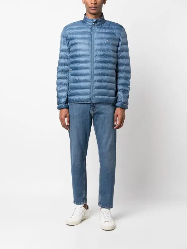 Tommy Hilfiger Logo-patch Zipped Puffer Jacket - Blue