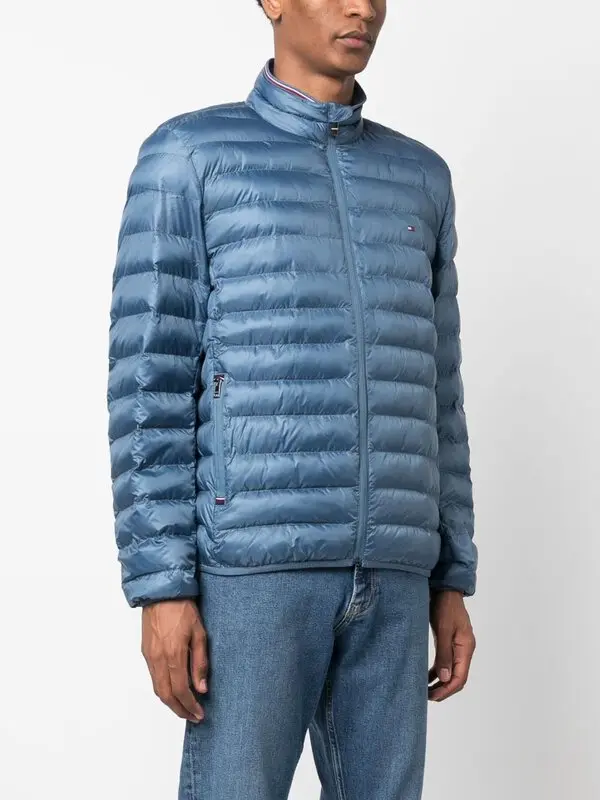 Tommy Hilfiger Logo-patch Zipped Puffer Jacket - Blue