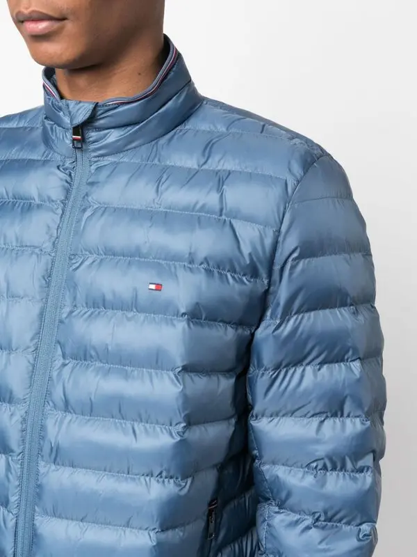 Tommy Hilfiger Logo-patch Zipped Puffer Jacket - Blue