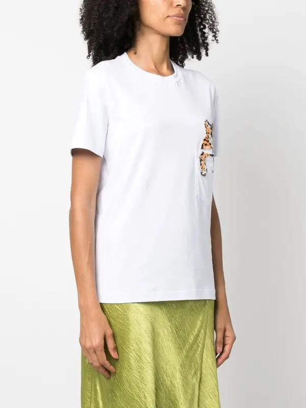 MSGM Cotton T-shirt With Cat Embellishment