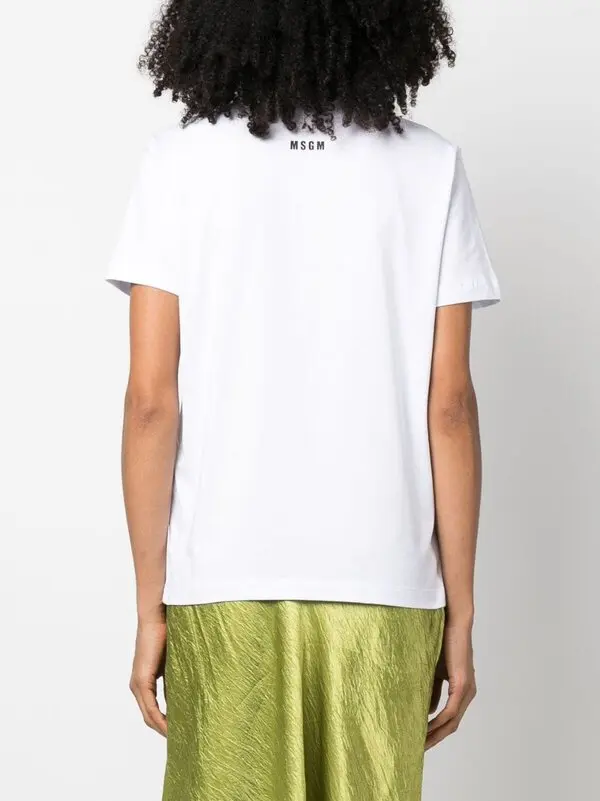 MSGM Cotton T-shirt With Cat Embellishment