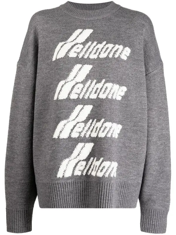 We11Done Intarsia-knit Logo Jumper - Grey